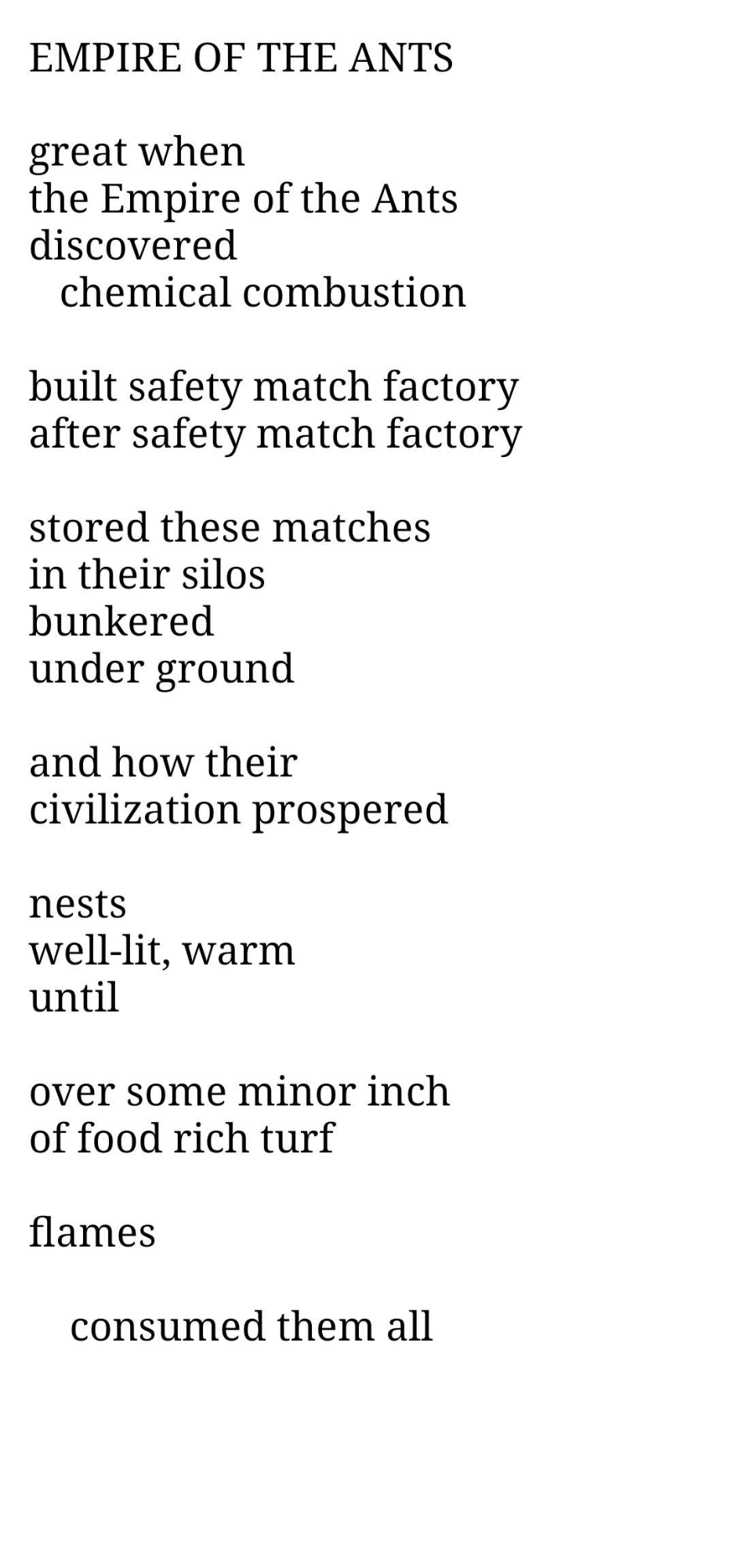 EMPIRE OF THE ANTS – poems 2 die for