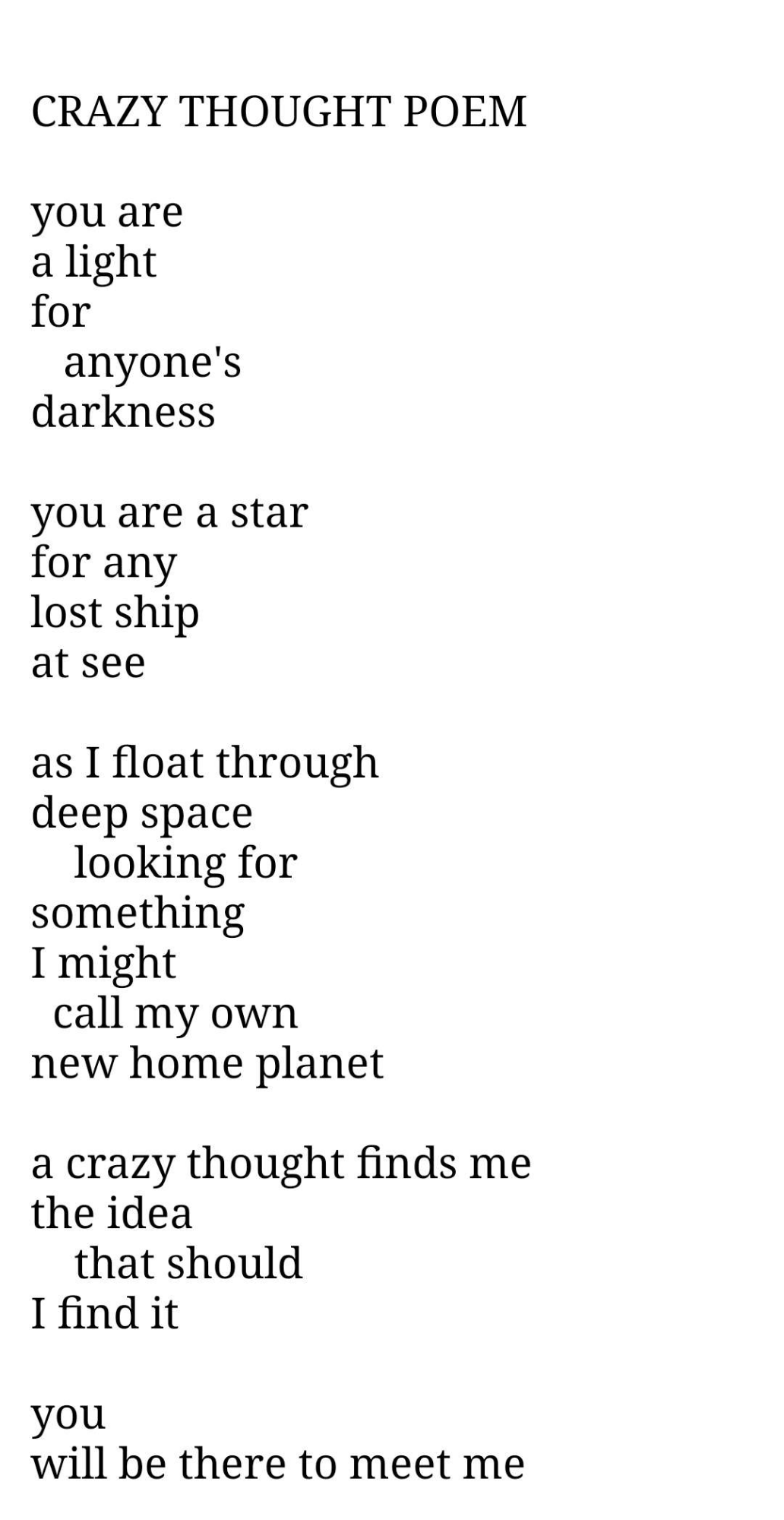 CRAZY THOUGHT POEM – poems 2 die for